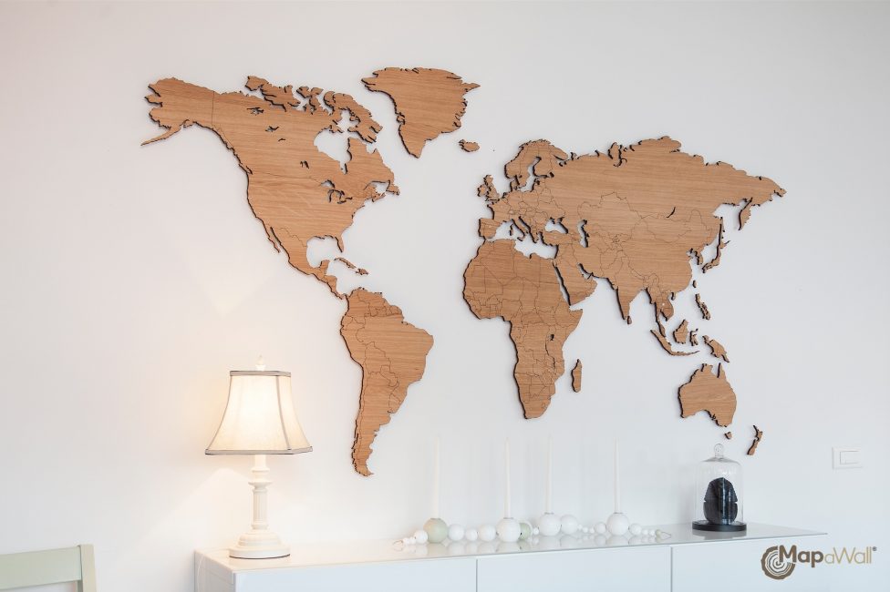 Wooden world map made from Oak | Woodenworldmap.com