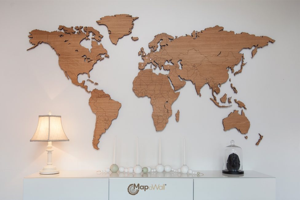 Wooden world map made from Oak | Woodenworldmap.com